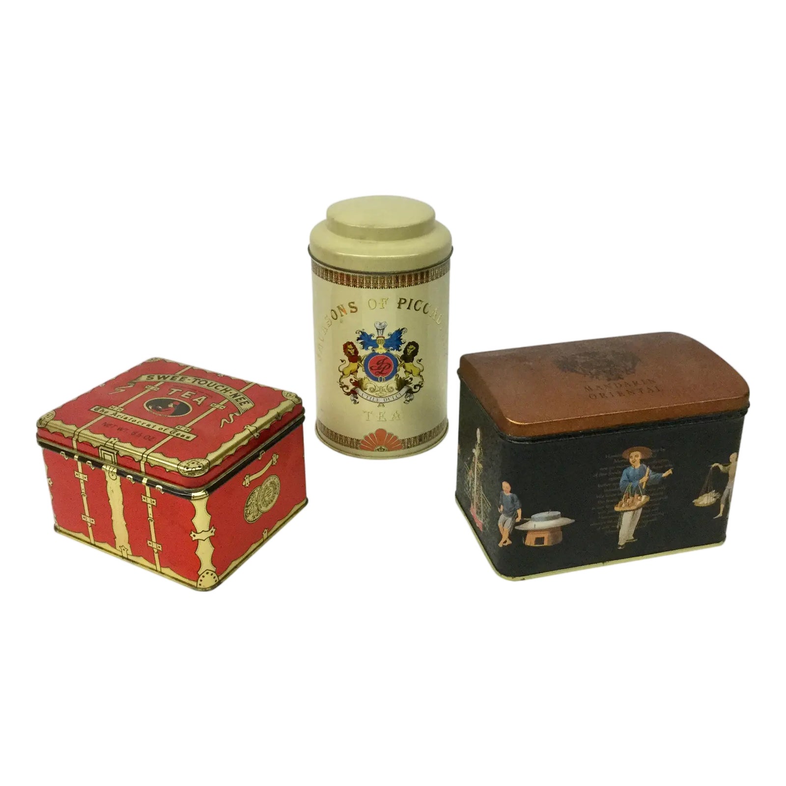 Vintage Tin Tea Canisters - Set of 3 | Chairish