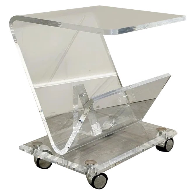 Vintage Acrylic Magazine Cart, 1980s | Chairish