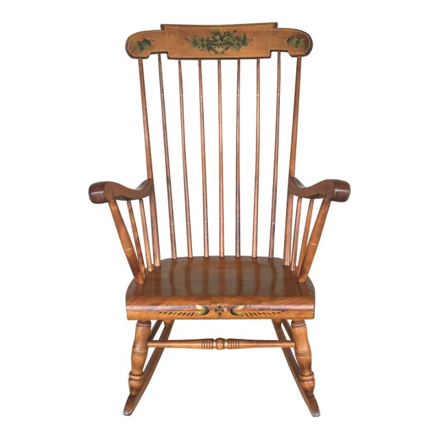 S. Bent Brothers Hitchcock Style Paint Decorated Maple Rocking Chair ...
