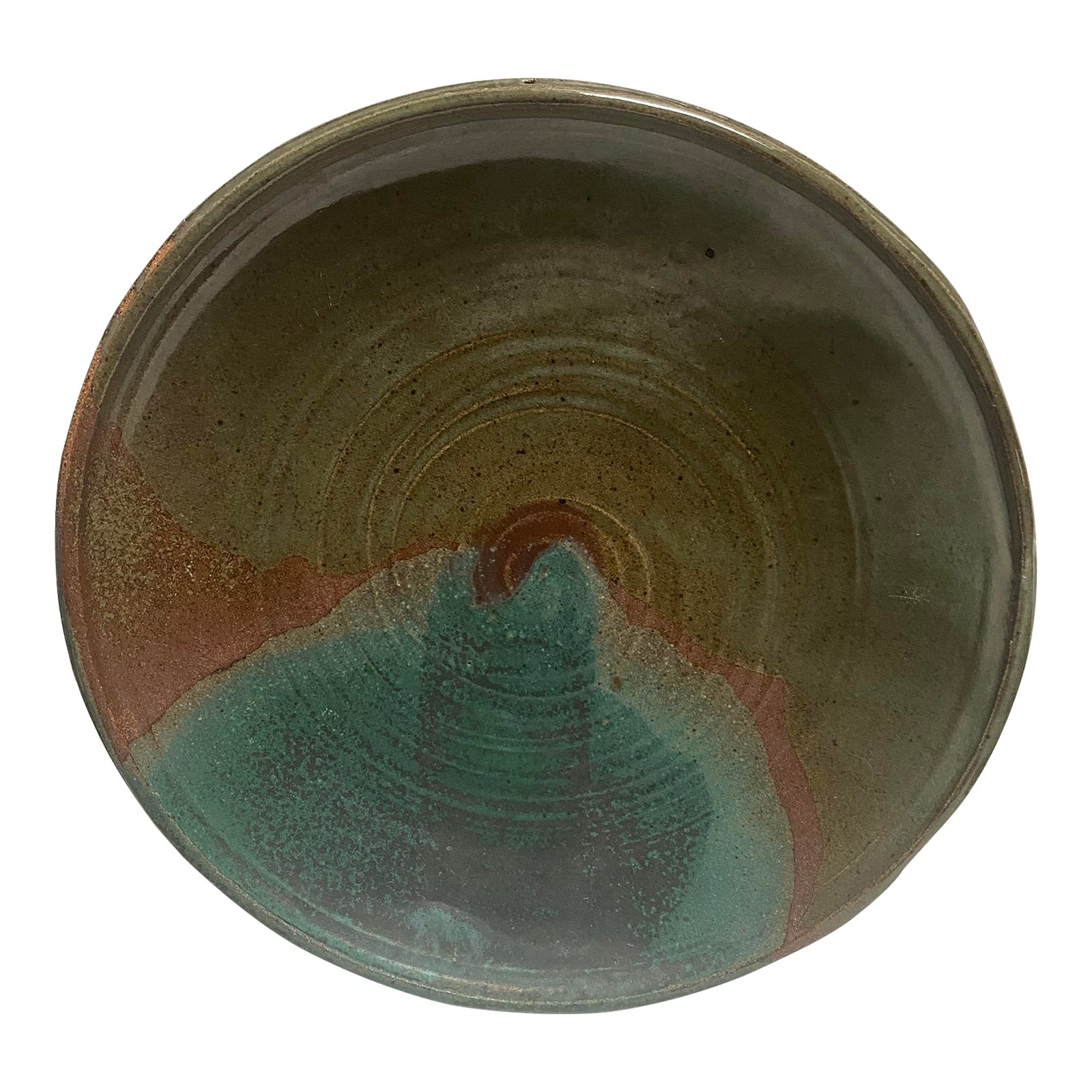 Vintage Studio Colorful Pottery Round Platter | Chairish
