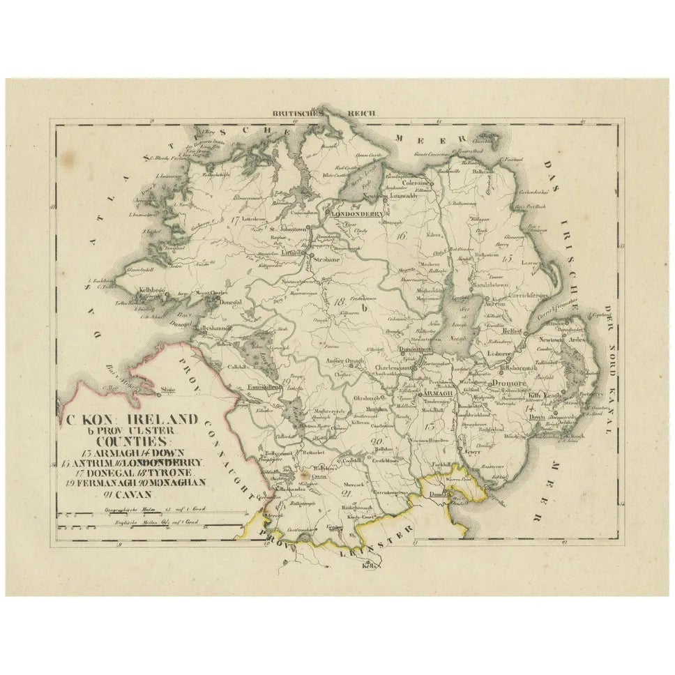 Antique Map of Ulster, 1830 | Chairish
