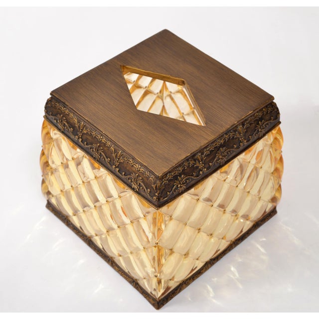 Vintage Gold Resin Lucite Tissue Box Cover | Chairish