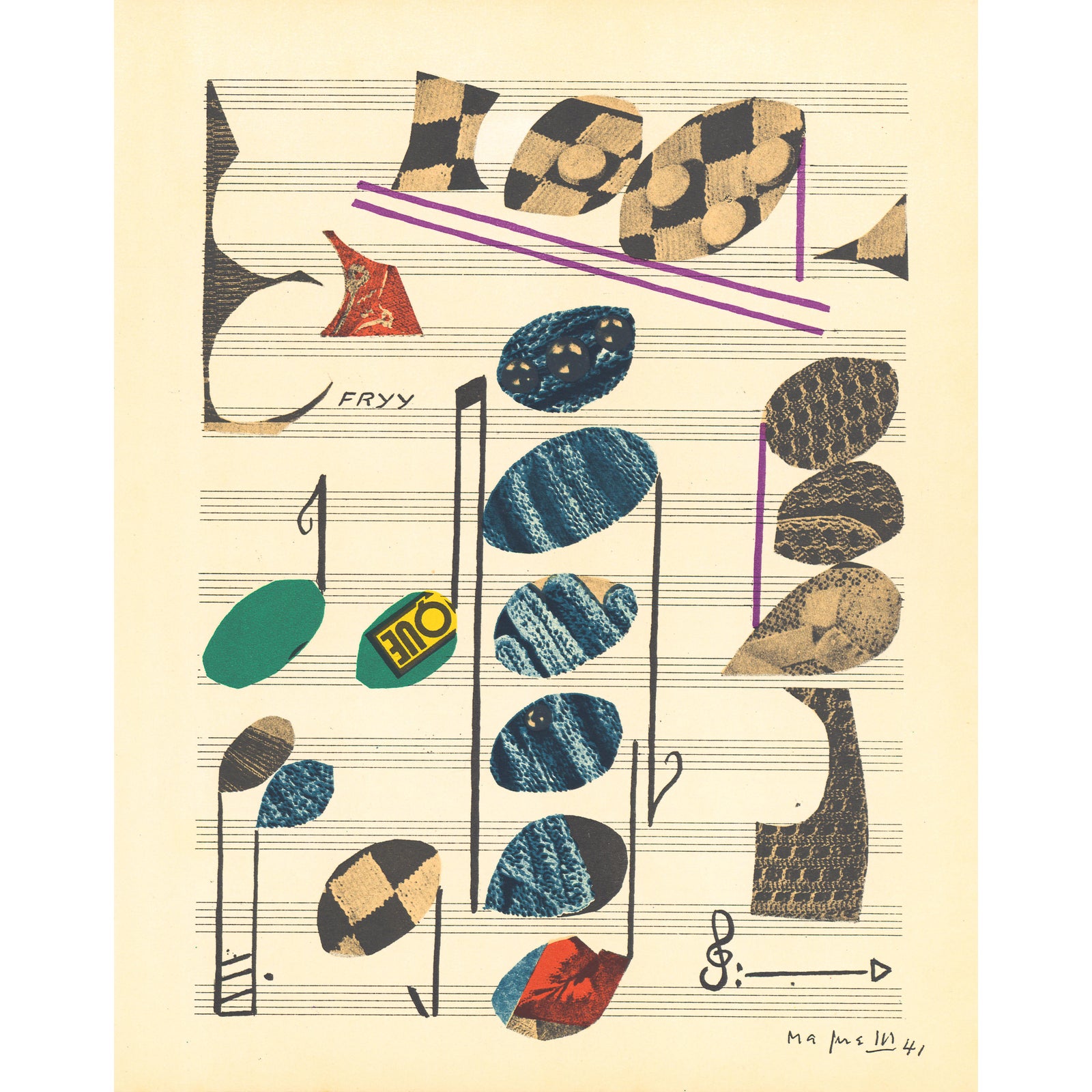 Alberto Magnelli "Musique" 1971 Lithograph | Chairish
