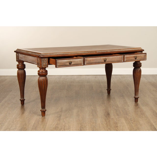 British Colonial Style Leather Top Writing Desk | Chairish