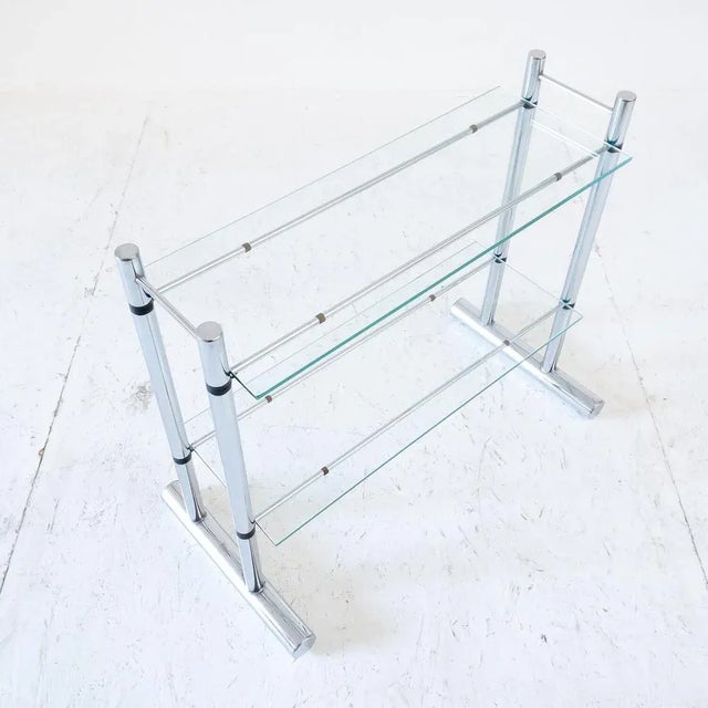 Vintage Italian Shelf in Chromed Metal and Glass, 1970s | Chairish