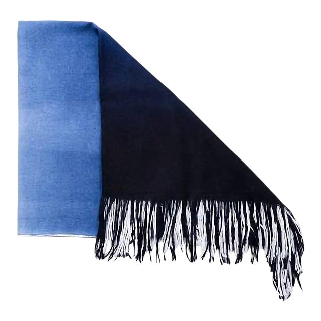 Boho Chic Azure White and Blue Throw | Chairish