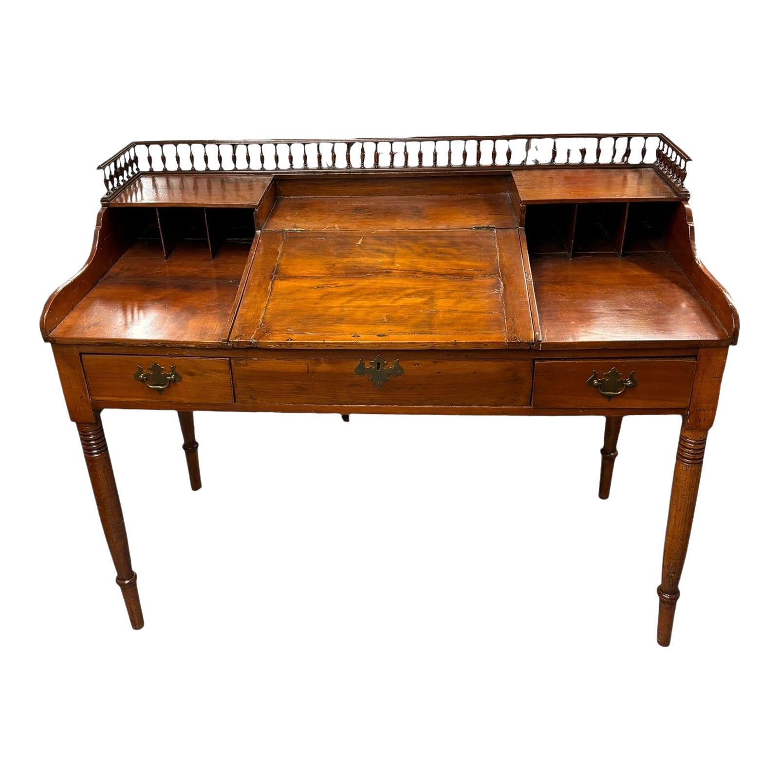 Antique Wooden Writing Desk With Slanted Top | Chairish