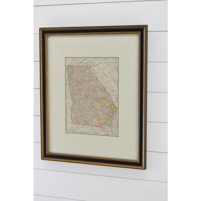 Vintage Framed Map of Georgia | Chairish