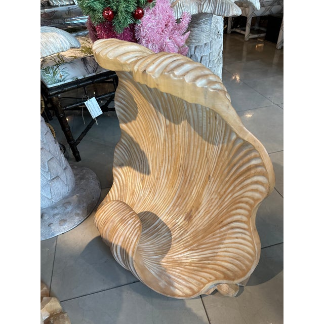 Vintage Pair Grotto Wood Carved Scalloped Clam Seashell Shell Dining ...
