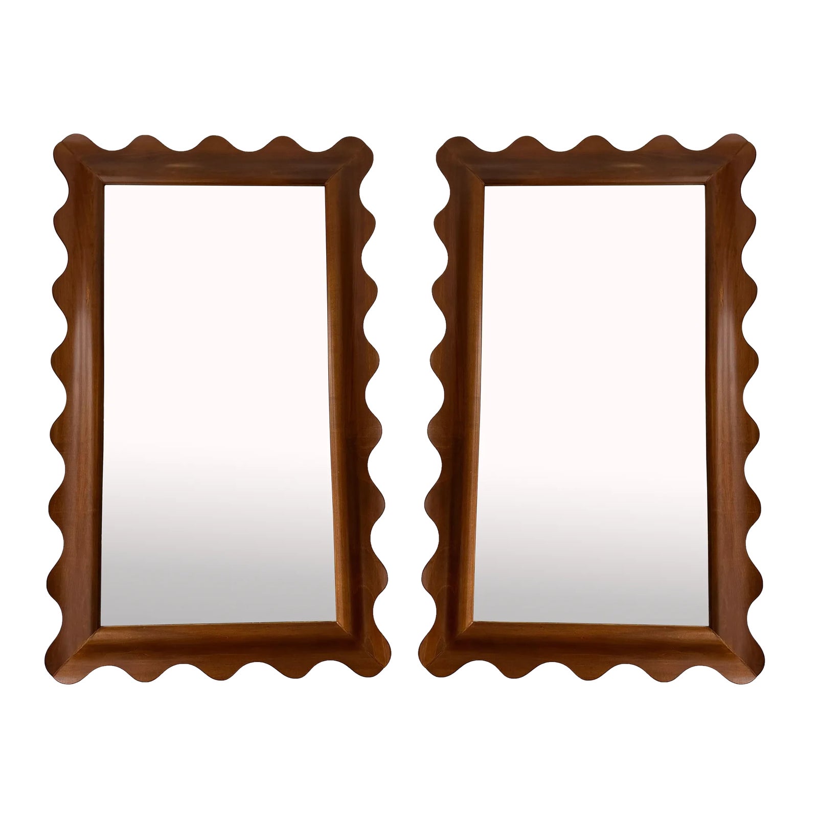 Large Wood Wave Mirrors. Italy, Set of 2 | Chairish