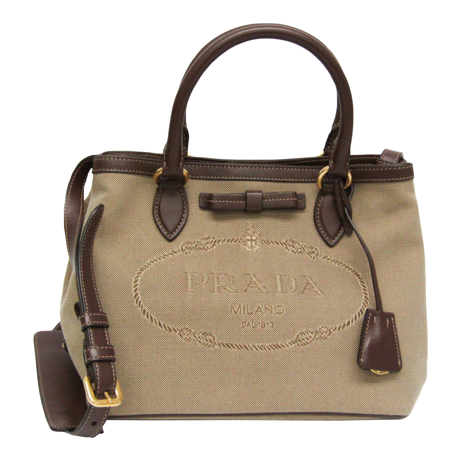 Prada Logo Jacquard Handbag | Chairish