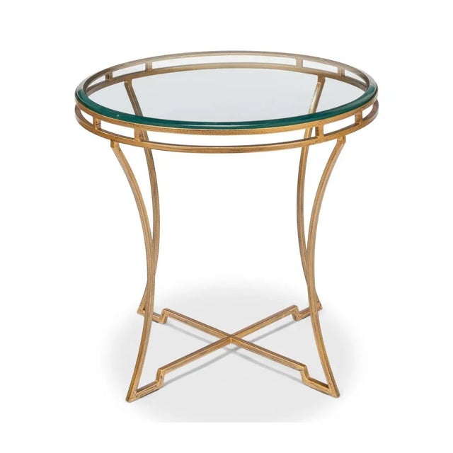 Round Gilded End Table | Chairish