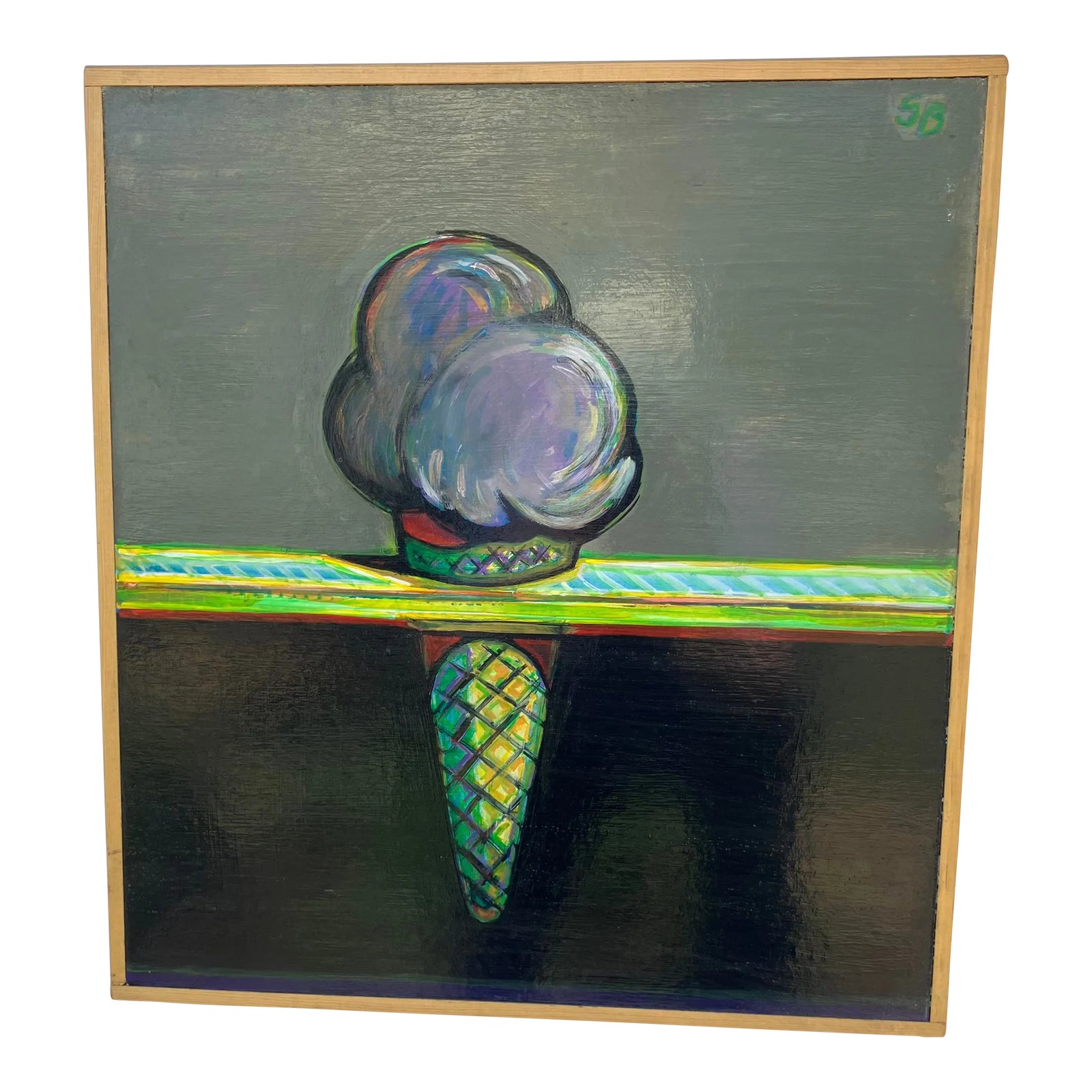 Pop Art Style Purple Ice Cream Cone, Oil Painting by California Artist ...