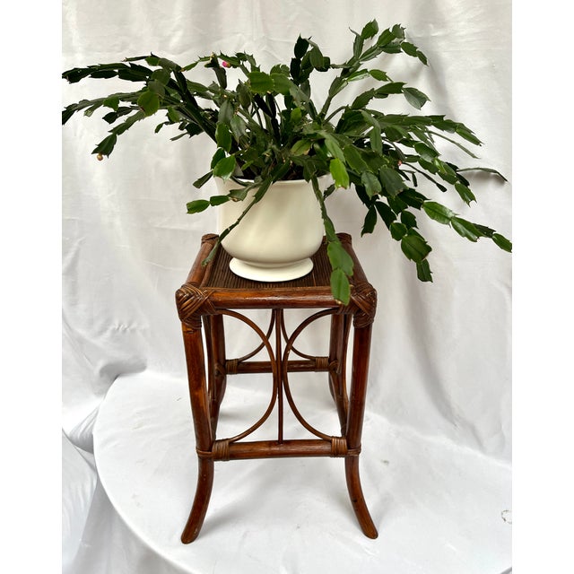 Mid-Century Bamboo/Rattan Plant Stand | Chairish