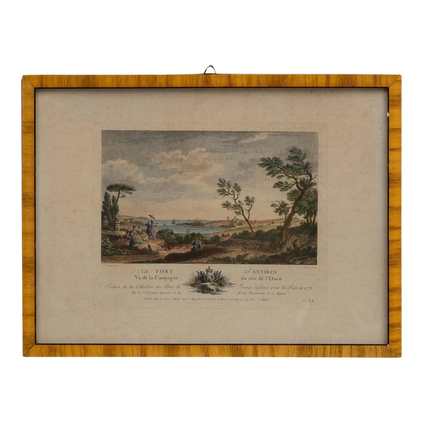 19th Century French Artwork With Wooden Frame | Chairish