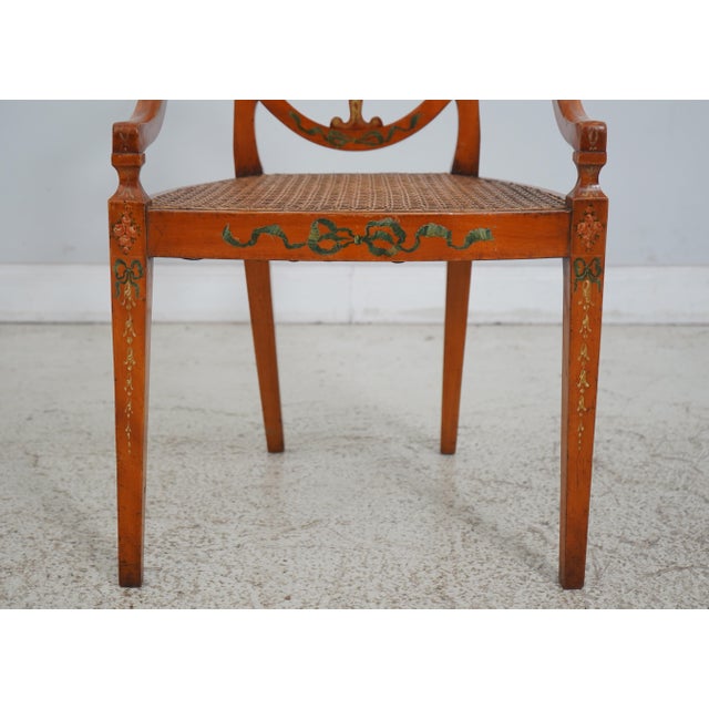 Antique Adam Paint Decorated Cane Seat Armchair | Chairish