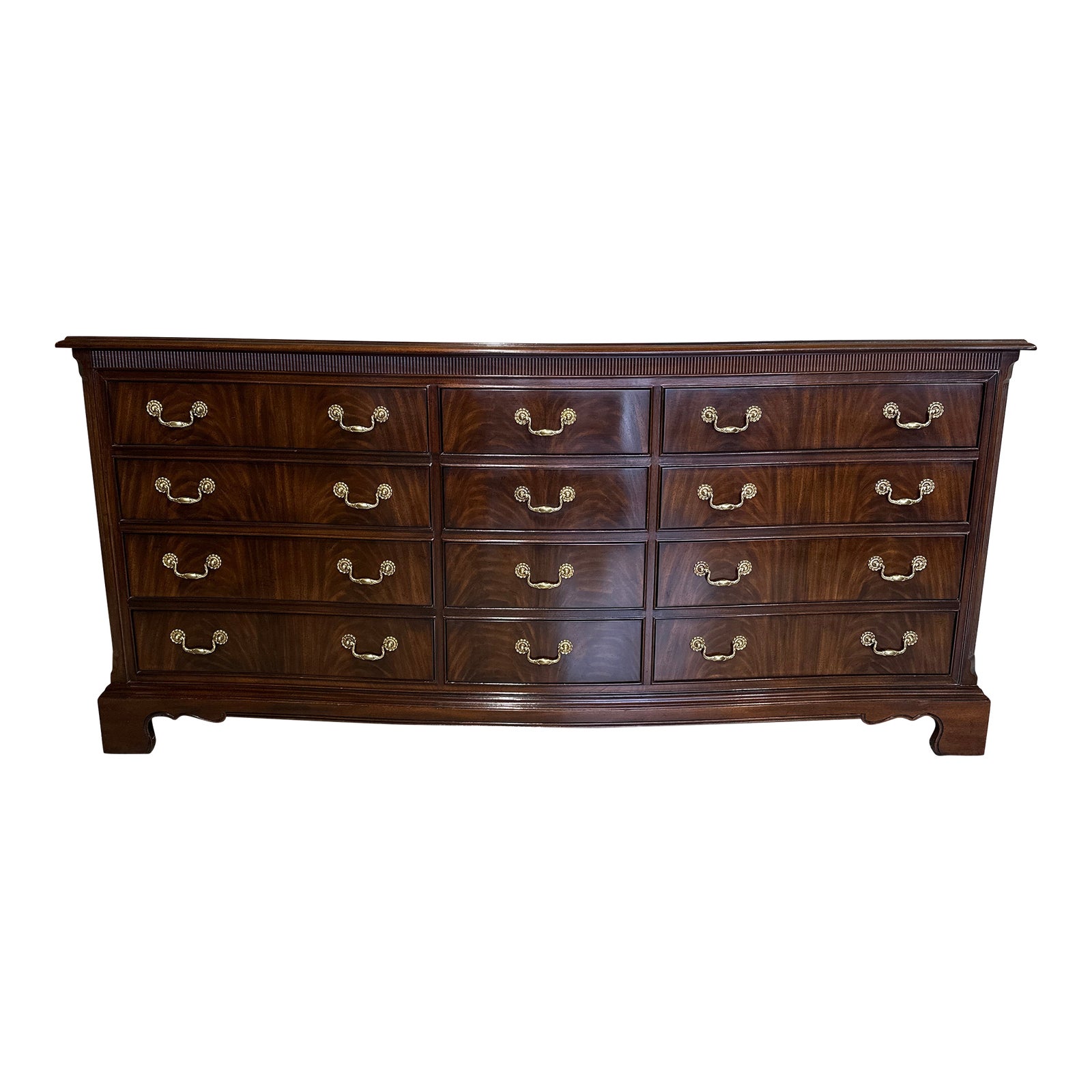 1990s Drexel Heritage Chippendale Heirloom 12 Drawer Mahogany Long ...