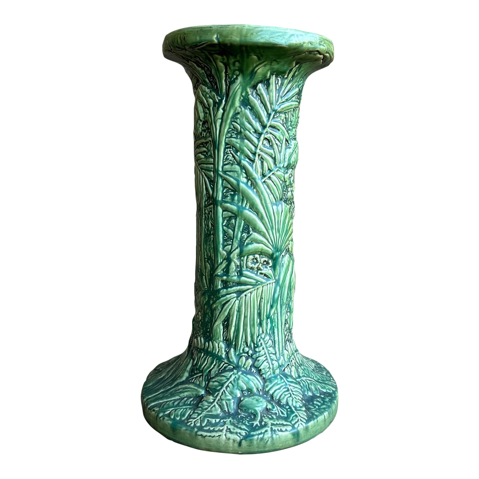 1920s Weller Marvo Pottery Jardiniere Pedestal Palm Trees Plant Stand ...