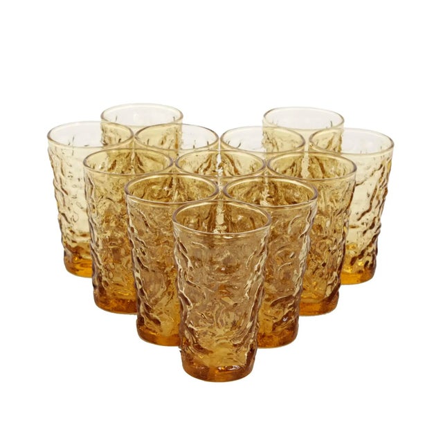 1970s Lido Honey Gold Glassware By Anchor Hocking Set 29 Pieces