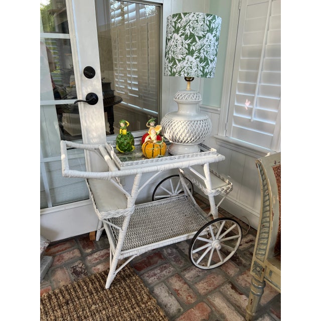 Wicker Cart With Removable Tray | Chairish