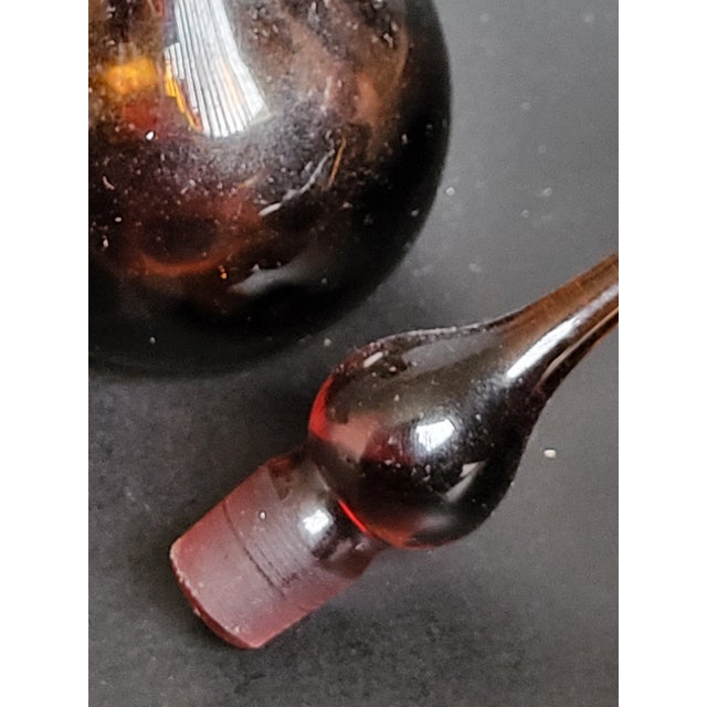 1980s Amber Crystal Art Glass Perfume Bottle | Chairish