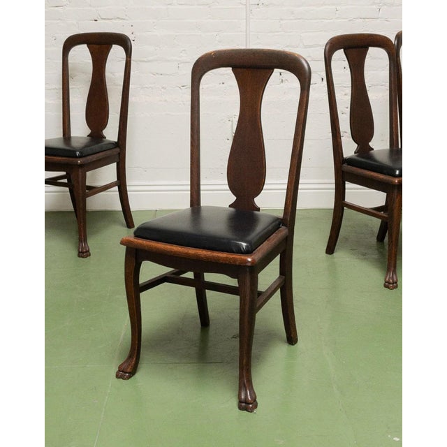 Set of 6 Antique Oak Lions Claw Dining Chairs Chairish