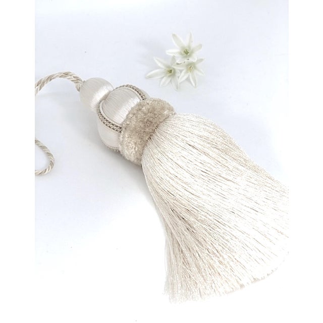 Ivory Key Tassel With Cut Ruche - Tassel Height 5.75" | Chairish