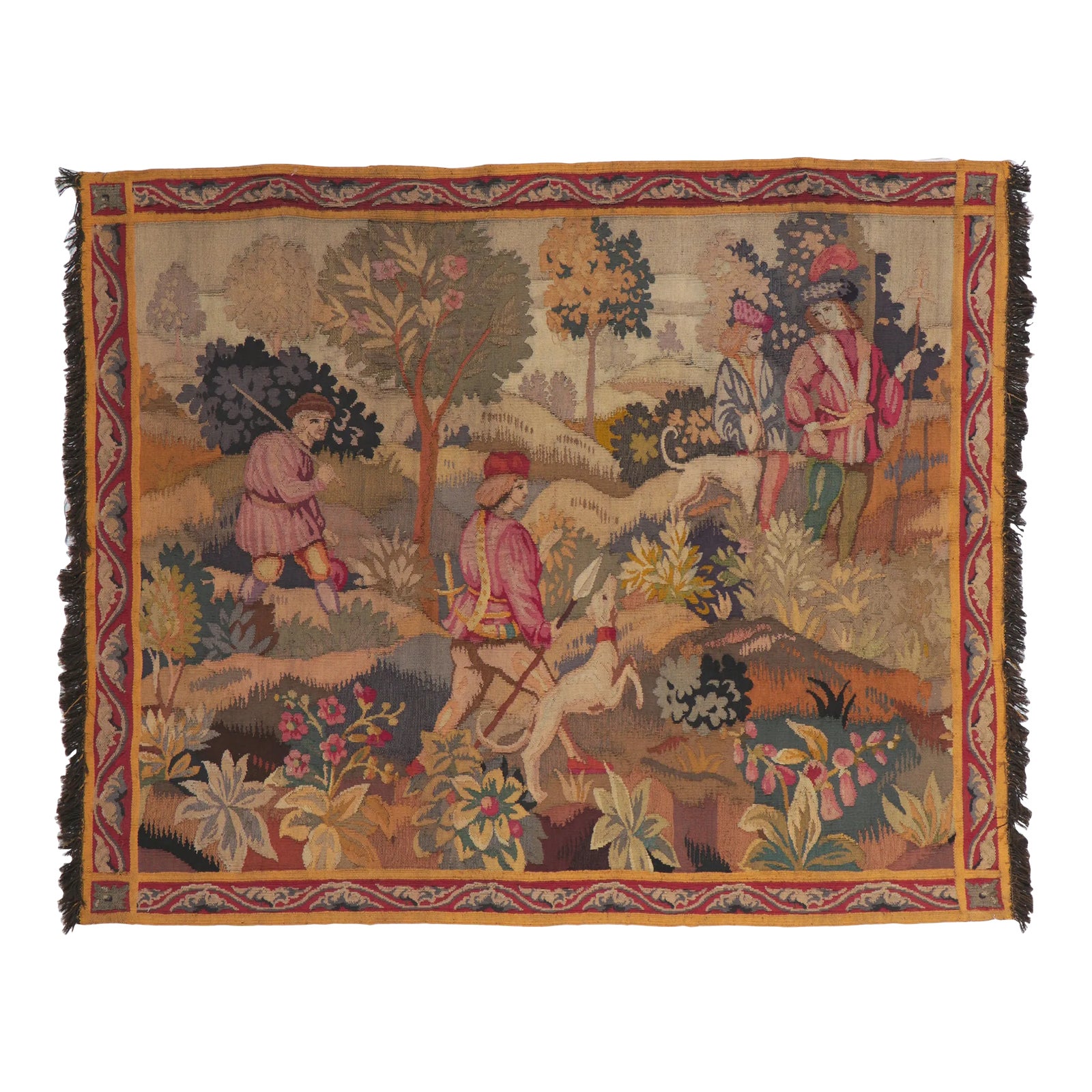 Antique French Verdure Tapestry Rug - 4'00 X 4'09 | Chairish
