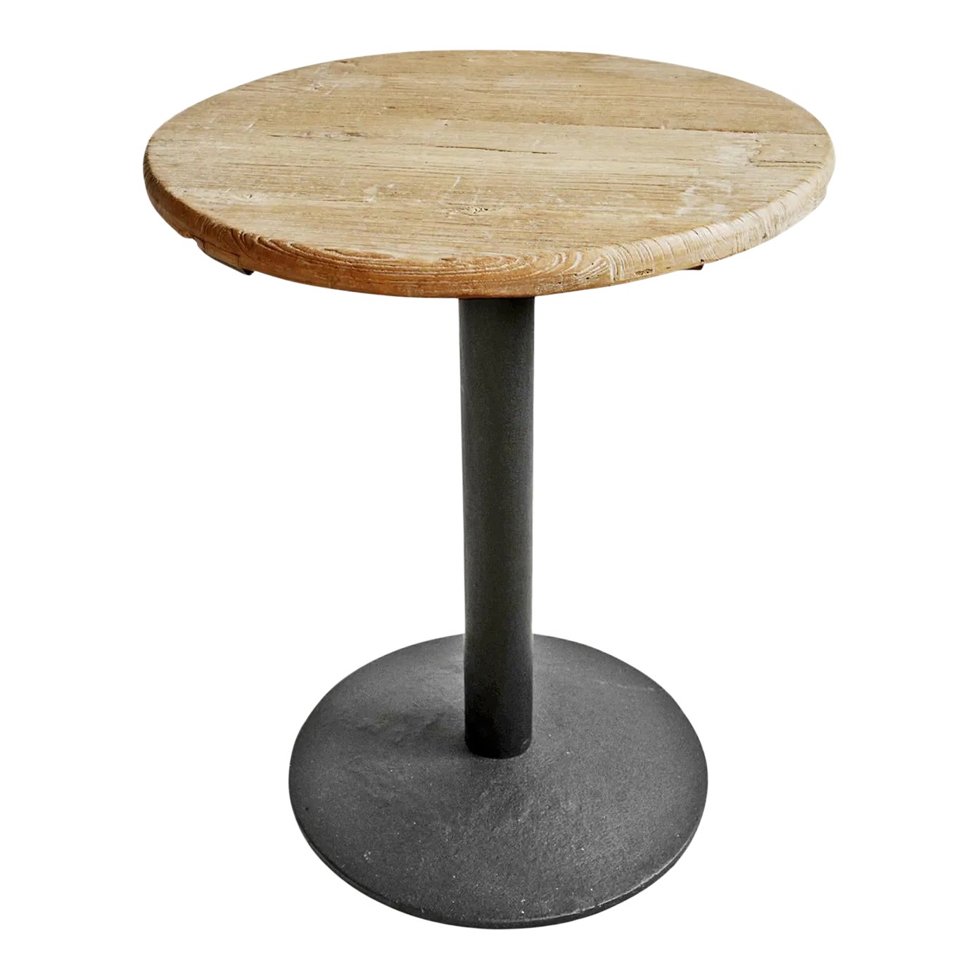 Round Elm & Iron Bistro Counter Table | Chairish
