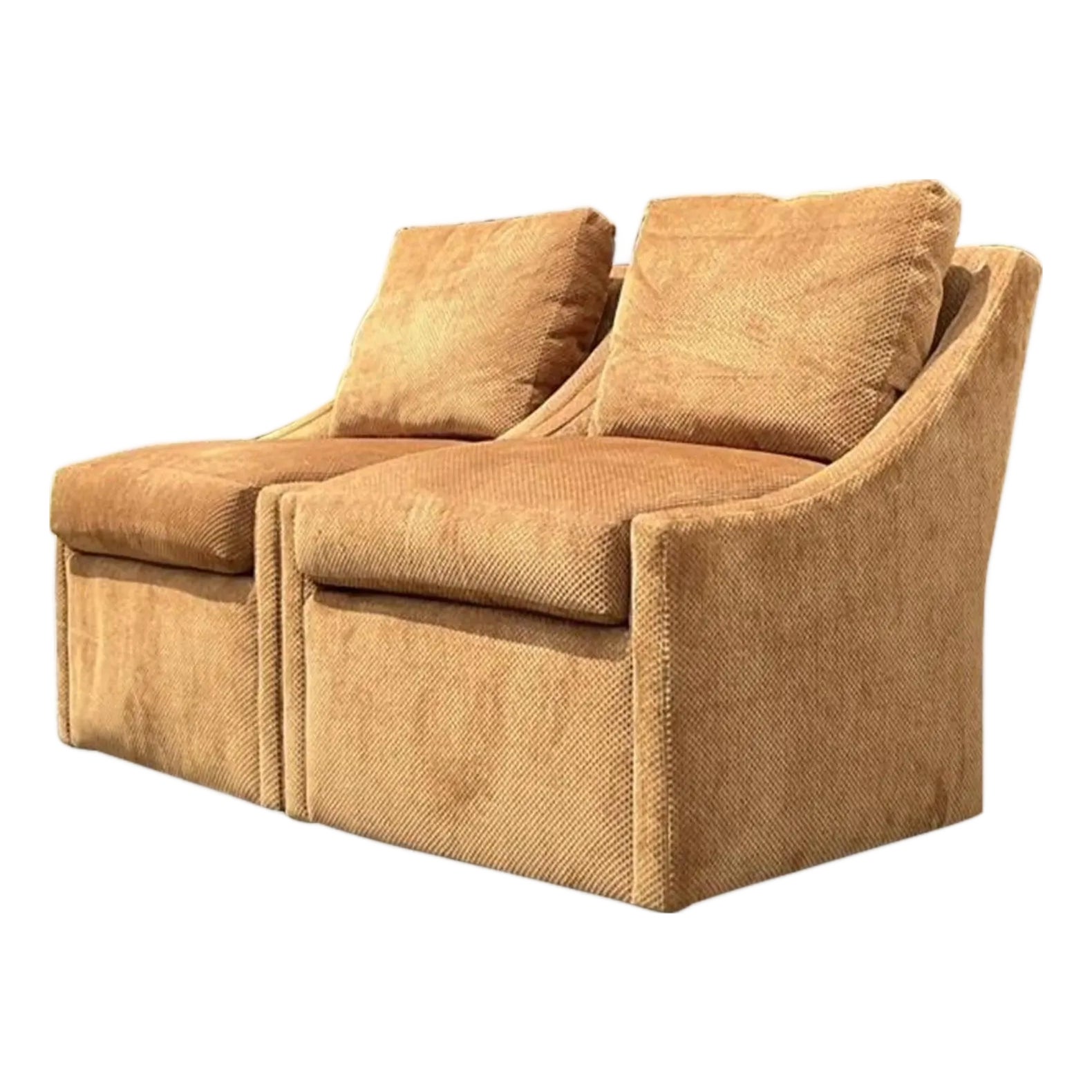 Vintage Boho Century Slope Arm Swivel Chairs - A Pair | Chairish