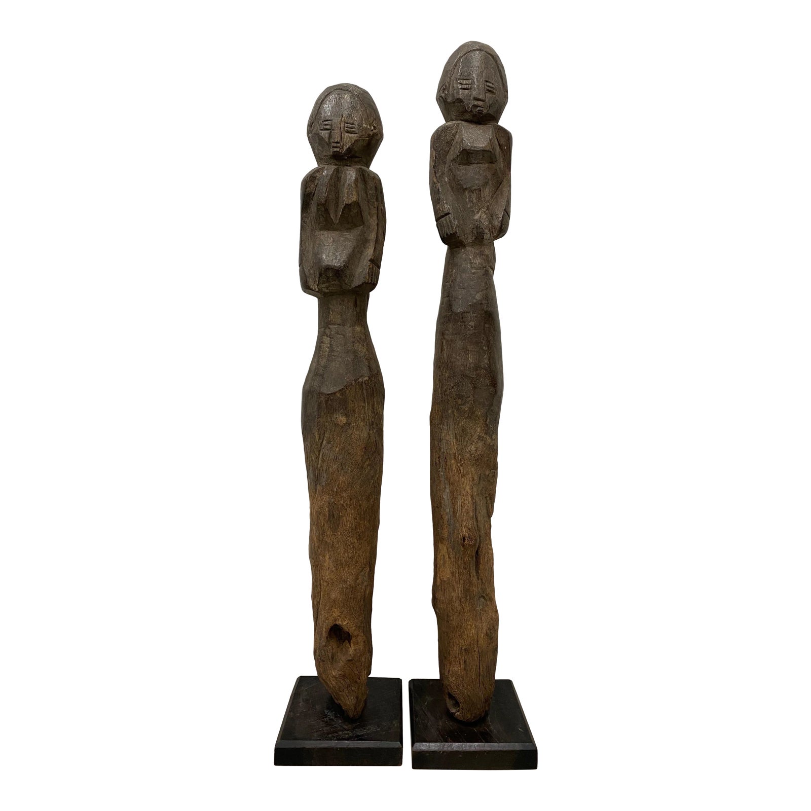 Vintage Hand Carved African Figures - a Pair | Chairish