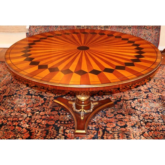 Inlaid Mixed Wood & Gilt Italian Style Center Dining Table | Chairish