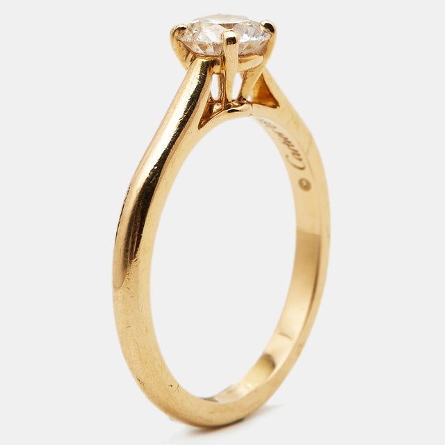 Cartier 1895 Diamond 18K Yellow Gold Solitare Ring Size 51 Size 5.5 ...