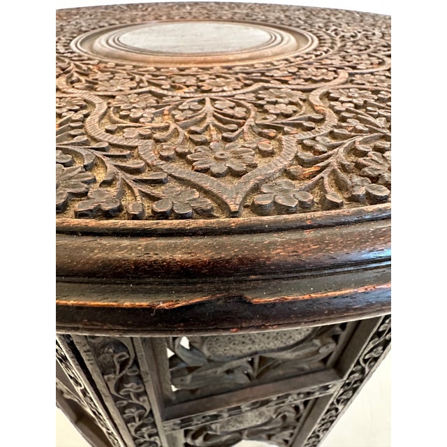 Classic Intricately Carved Wood Anglo Indian Round End Side Table ...
