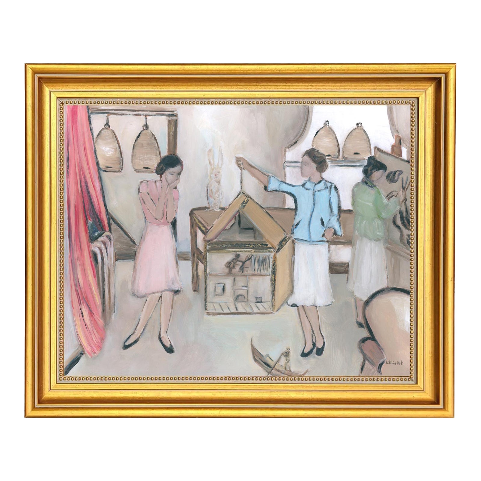 Maquette, Vintage Inspired Impressionist Interior Room Oil Painting by ...