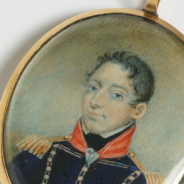 Antique Miniature Portrait Military Officer Uniform 14k Gold Frame ...