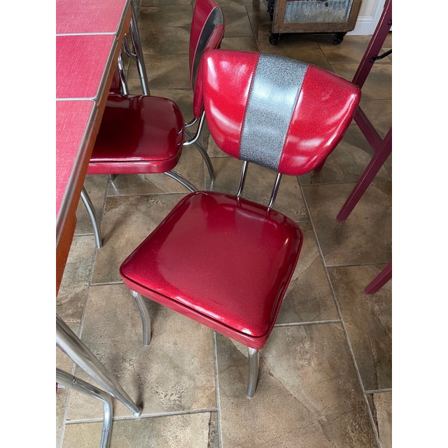 1950s Red Glitter Vintage Dining Table & 5 Chairs | Chairish
