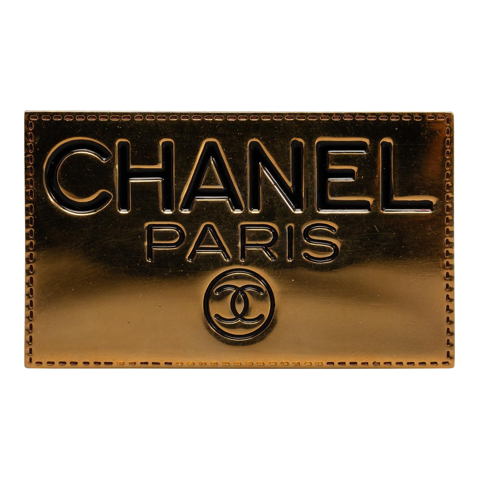 Chanel Cc Logo Plate Brooch Costume Brooch | Chairish