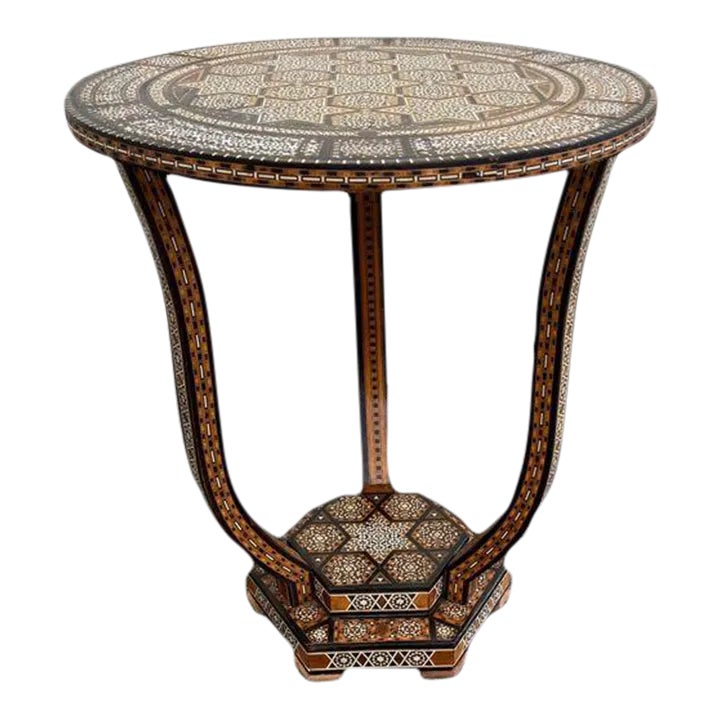 Moorish Style Moroccan Low Table With Round Top and Geometric Bone ...
