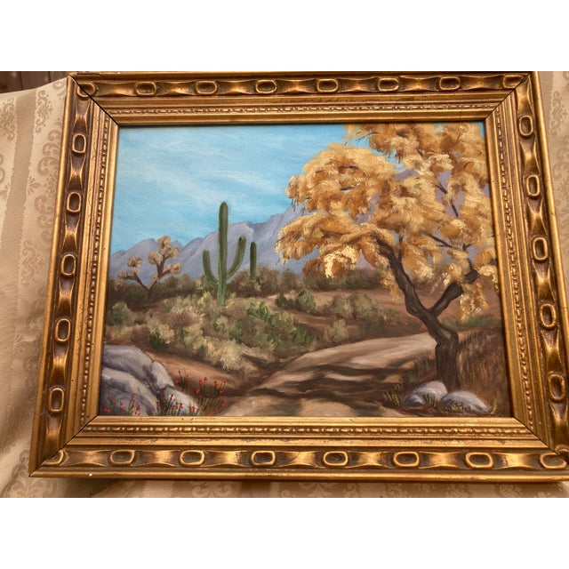 1973 Original Desert Landscape Oil Painting by Roger Kuntz, Framed ...