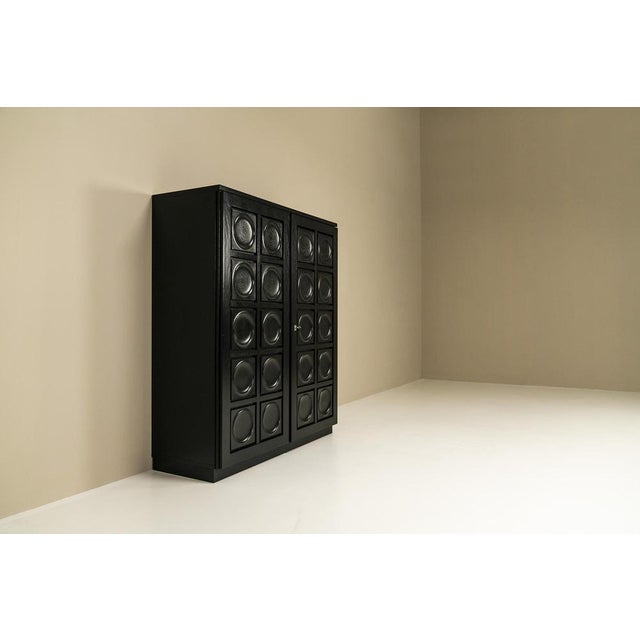 Brutalist Highboard in Black Oak, Belgium, 1970s | Chairish