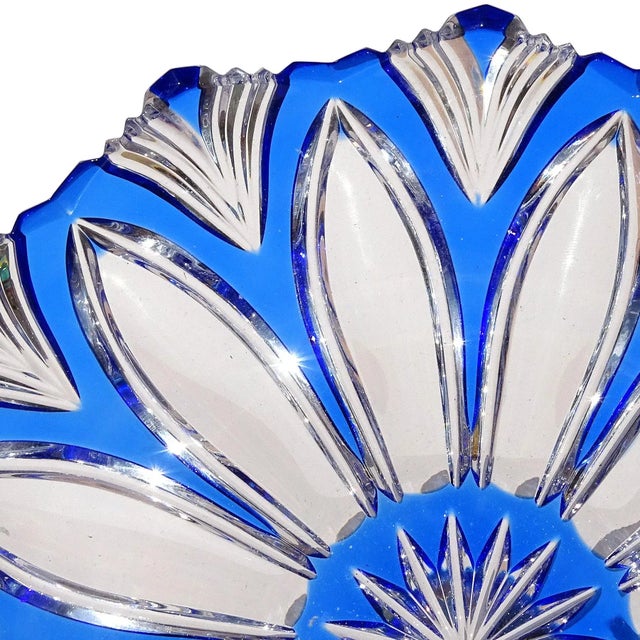 Bohemian Czech Republic Caesar Blue Crystal Clear Decorative Flower ...