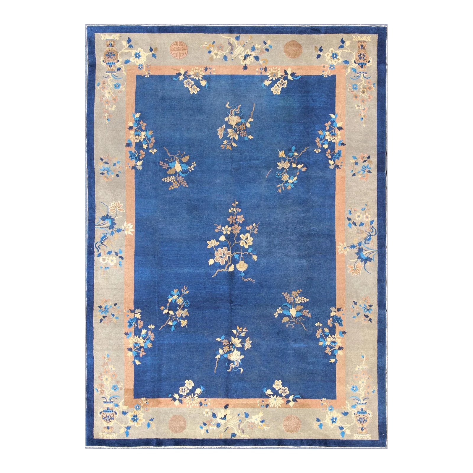 1920s Chinese Art Deco Royal Blue Rug - 9′8″ × 13′8″ | Chairish