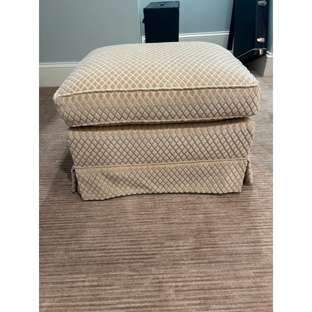 Pair of Custom Accent Chairs and Matching Ottoman in Cut Velvet Diamond ...