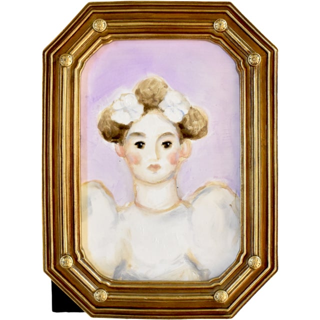 Colorful Portrait of a Lady With White Flowers by Susannah Carson | Chairish