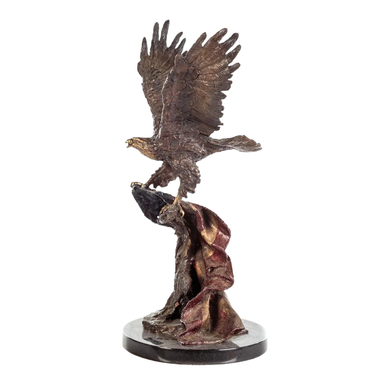 Eagle and Flag Bronze Sculpture by Lorenzo E. Ghiglieri, Limited ...