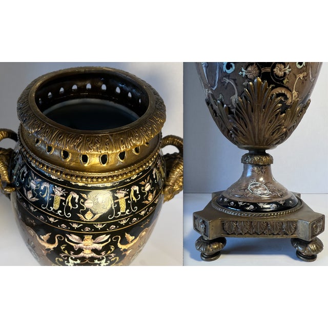 Castilian Porcelain Bronze Ormolu Vase Mythical Motif Man's Head ...