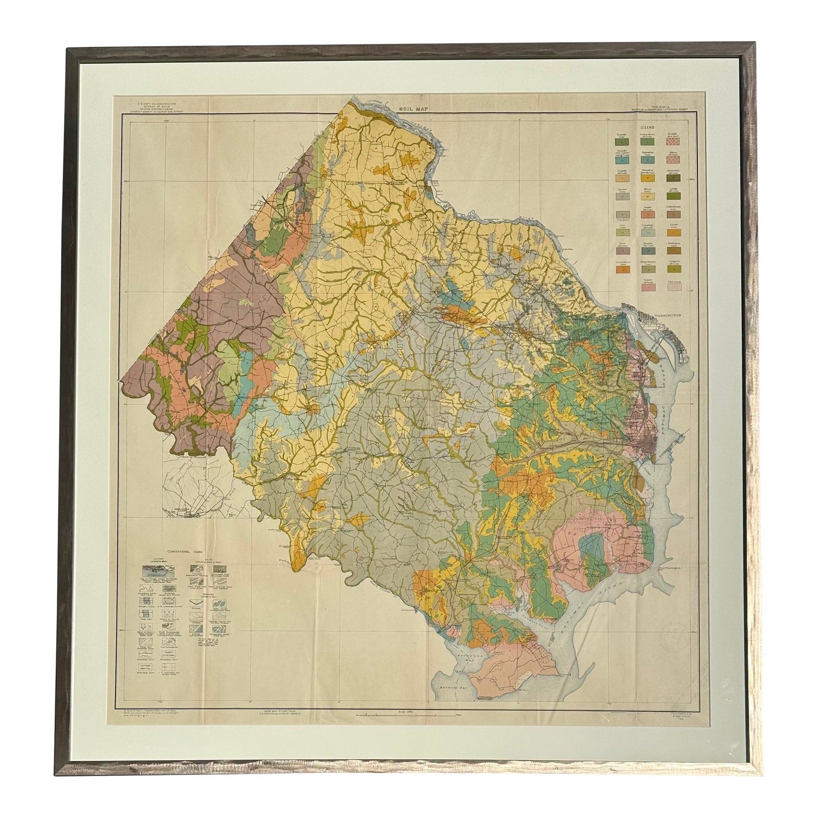 Virginia: Fairfax & Alexandria Counties Map, 1915 (Framed) | Chairish