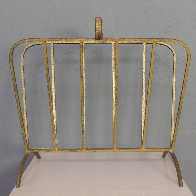 Spanish 1940s Gilt Metal Magazine Rack | Chairish
