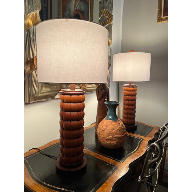 Midcentury Modernist Wood Lamps - a Pair | Chairish
